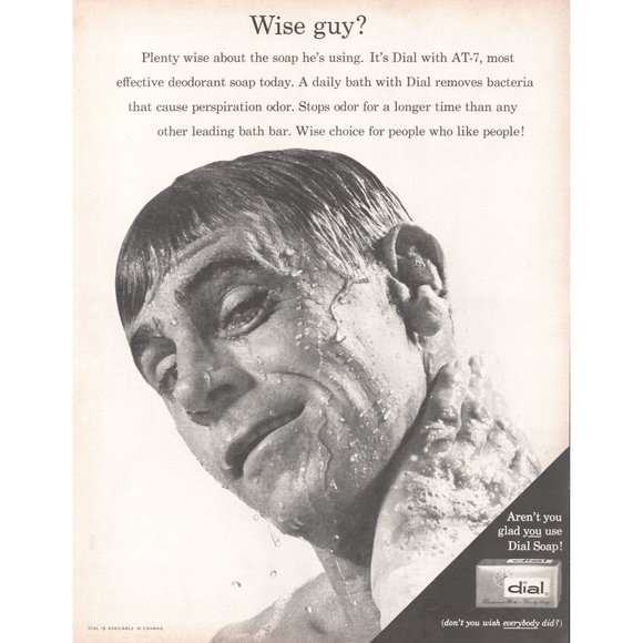 Dial Soap | Art | 964 Dial Soap Wise Guy At7 Deodorant Vintage Print Ad ...
